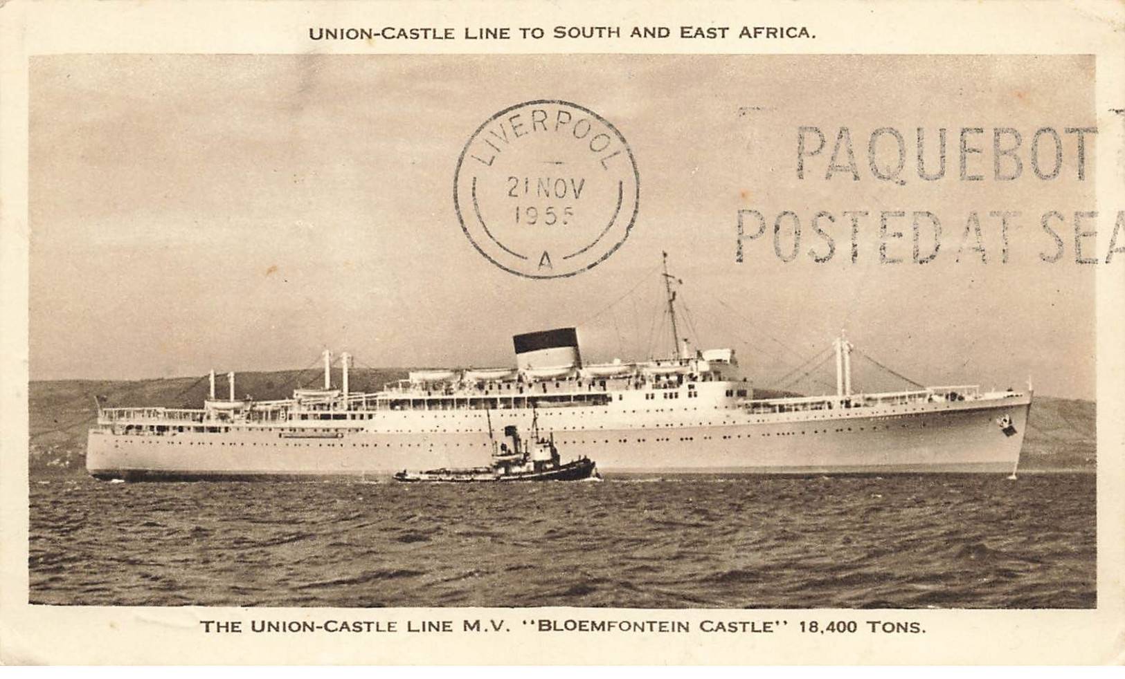 BOATS #DC51296 THE UNION CASTLE LINE M.V BLOEMFONTEN CASTLE AND HIS ...